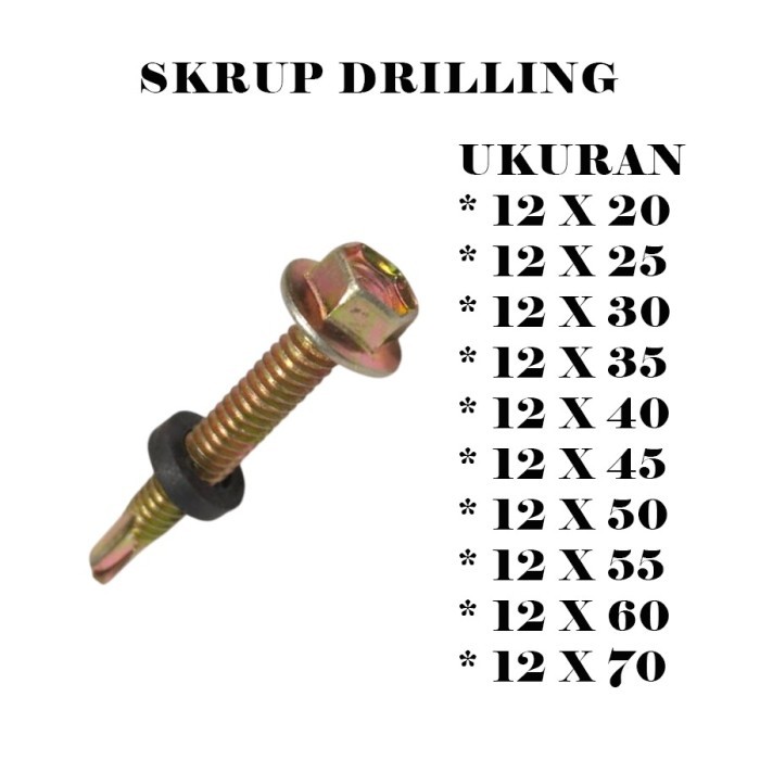 Jual Baut Sekrup Drilling Baja Ringan dengan Ring Karet (Ukuran 8 MM X ...