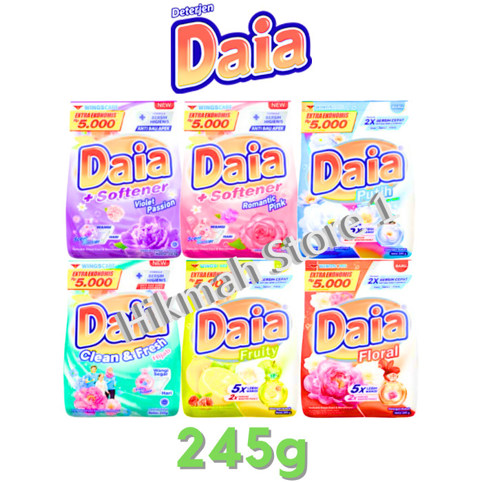 Jual DAIA DETERGENT, SABUN CUCI BUBUK KEMASAN EKONOMIS 245g | Shopee ...