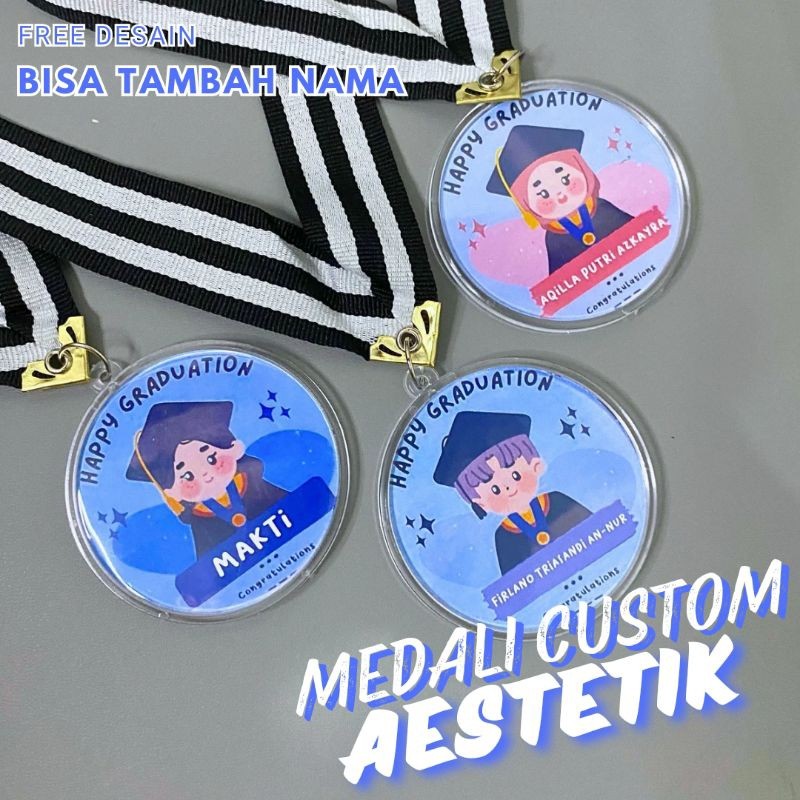 Jual Ready Langsung Kirim Medali Custom edisi wisuda DESAIN TERBARU / Medali Custom Akrilik ...