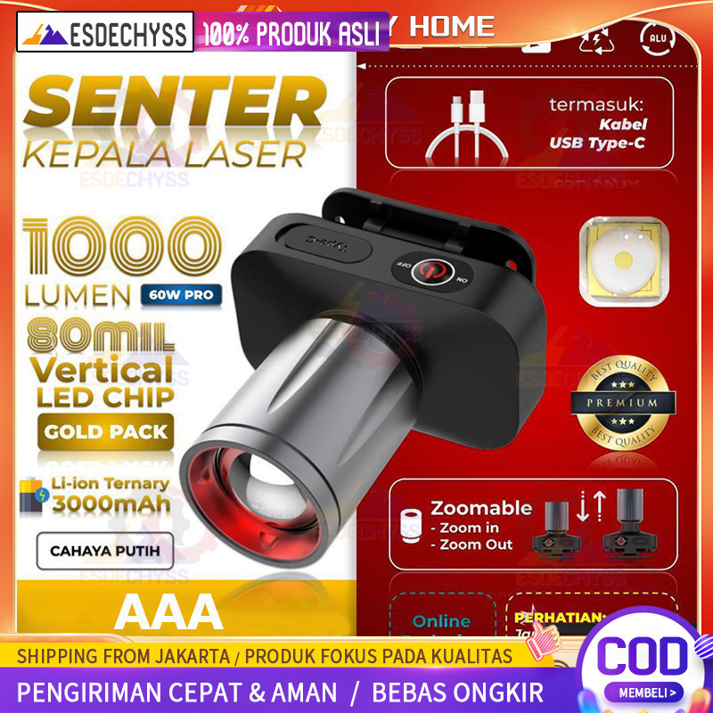 Jual Senter Kepala Zoom Aoki AK-3685A SUPER TERANG / Head Lamp Led 60 Watt Super Terang Senter ...