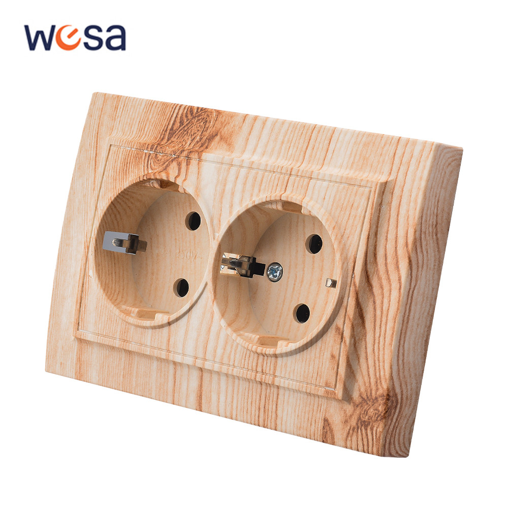 Jual WESA Wood Power Socket 16A EU Standard Electrical Outlet Standard ...
