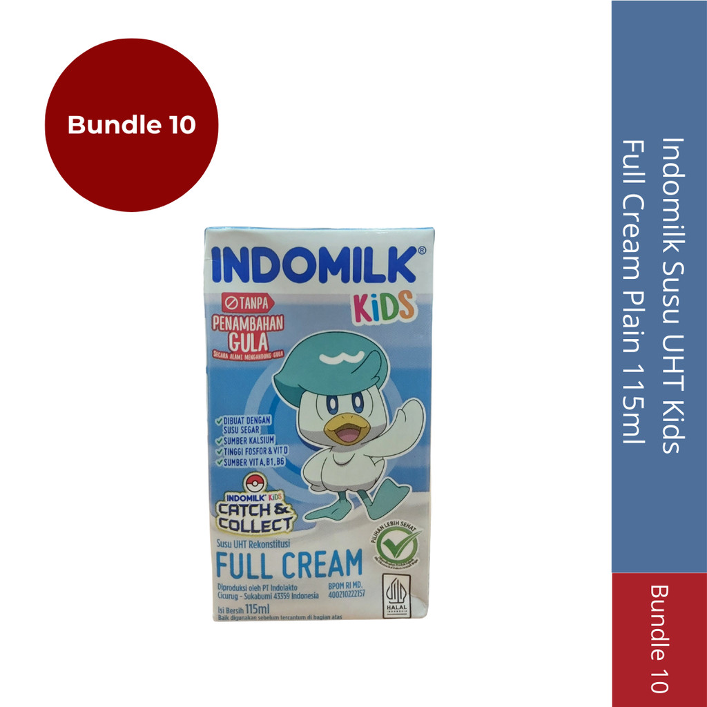 Jual Indomilk Susu UHT Kids Full Cream Plain 115ml - Bundle 10 | Shopee Indonesia