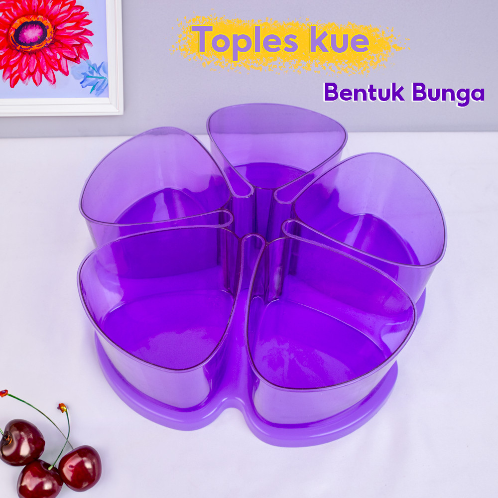 Jual QH223344 - Toples Bunga Bisa Berputar / Toples Lebaran Dengan 5 Penyimpanan Kue - DG33 ...