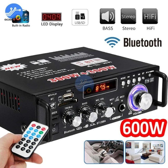 Jual Audio Amplifier Bluetooth 5.0 Karaoke Home Theater FM Radio 600W ...