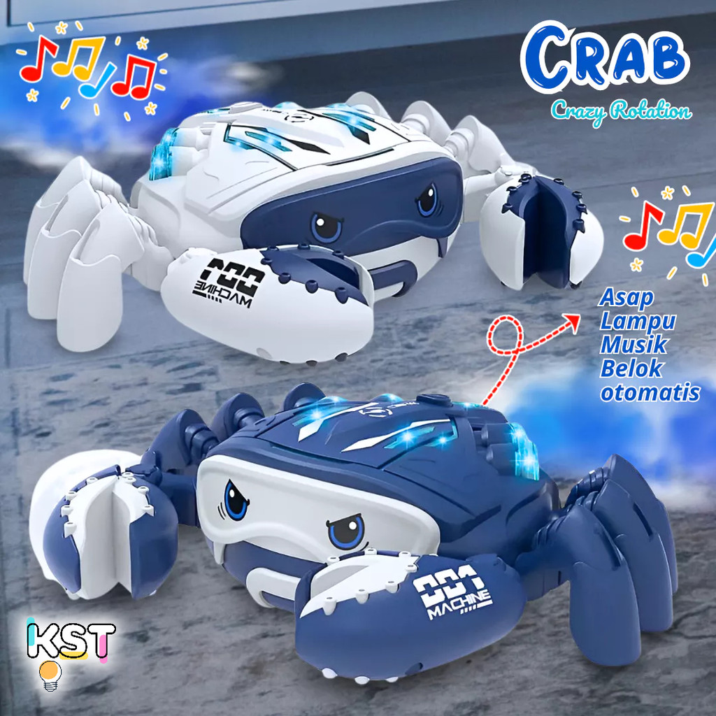 Jual [KST] Kepiting Berjalan Ada Lampu Asap | Mainan Robot Berjalan ...