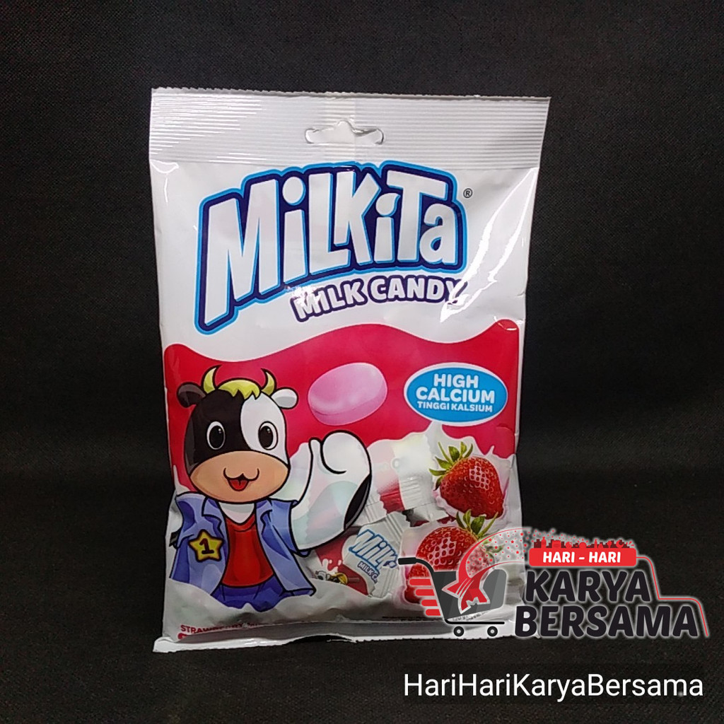 Jual MAKANAN RINGAN PERMEN MILKITA STRAWBERRY MILK CANDY 120GR | Shopee ...