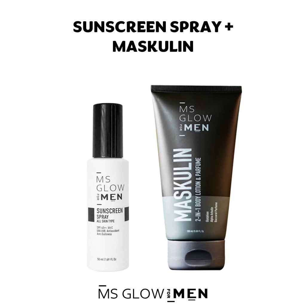 Jual Ms glow men sunscreen+maskulin/Msglow men sunscreen spray dan body ...
