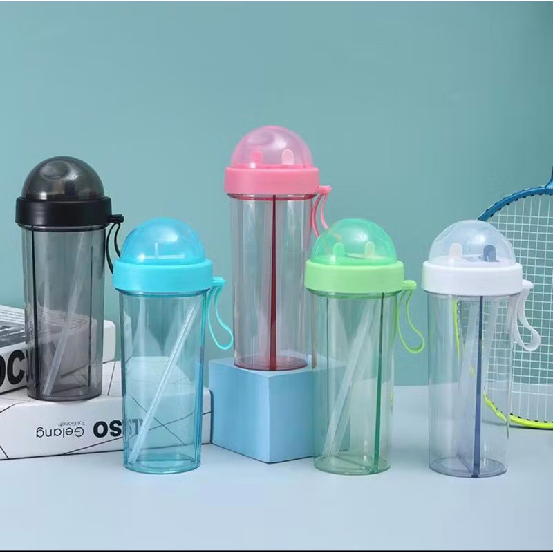 Jual BOTOL MINUM DUA SISI 420ML / 600ML Air Sedotan 2 Sisi Sekat Free ...