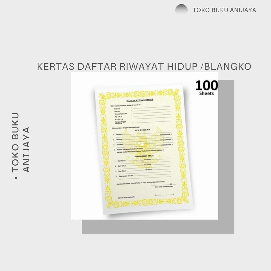 Jual KERTAS DAFTAR RIWAYAT HIDUP /BLANGKO DAFTAR RIWAYAT HIDUP 1PACK ...