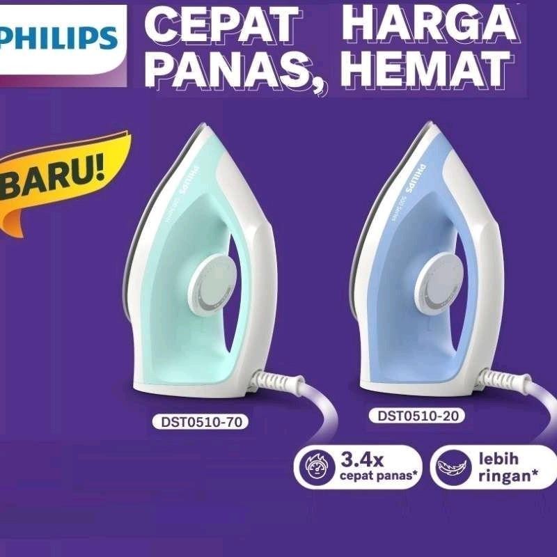Jual Setrika Philips DST0510/20 Warna Biru / DST0510/70 Warna hijau ...