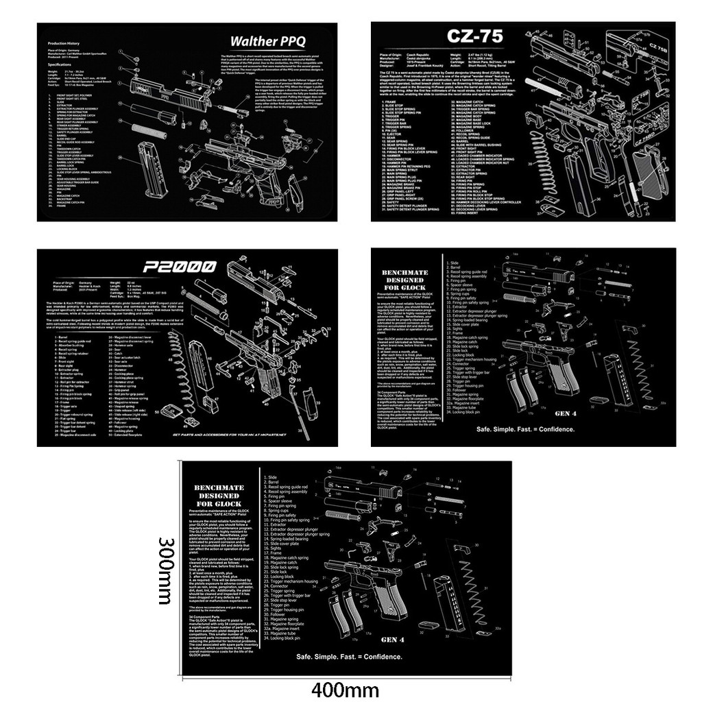 Jual CZ 75 Gen4 Glock Gun Cleaning Rubber Mat Kits Parts Diagram and ...