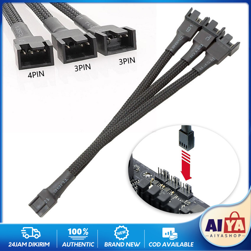 Jual KABEL KIPAS SPLITTER PWM 4PIN 1 TO 3 SLEEVE FAN 4 PIN FANHUB HUB ...