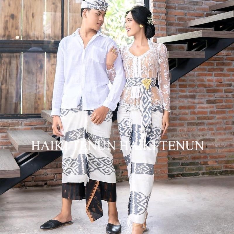 Jual SET COUPLE PAKAIAN ADAT BALI SAPUT + KAMEN + SELENDANG TENUNAN ...