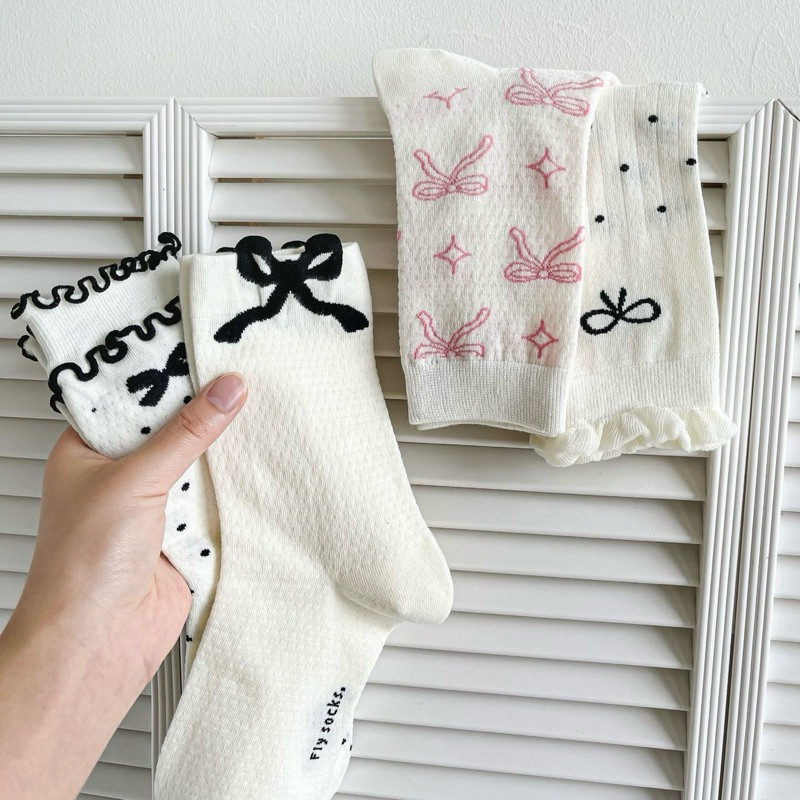 Jual Fuku - Mimi Bow Japanese Sock / Kaos Kaki Korea Premium / Kaos ...