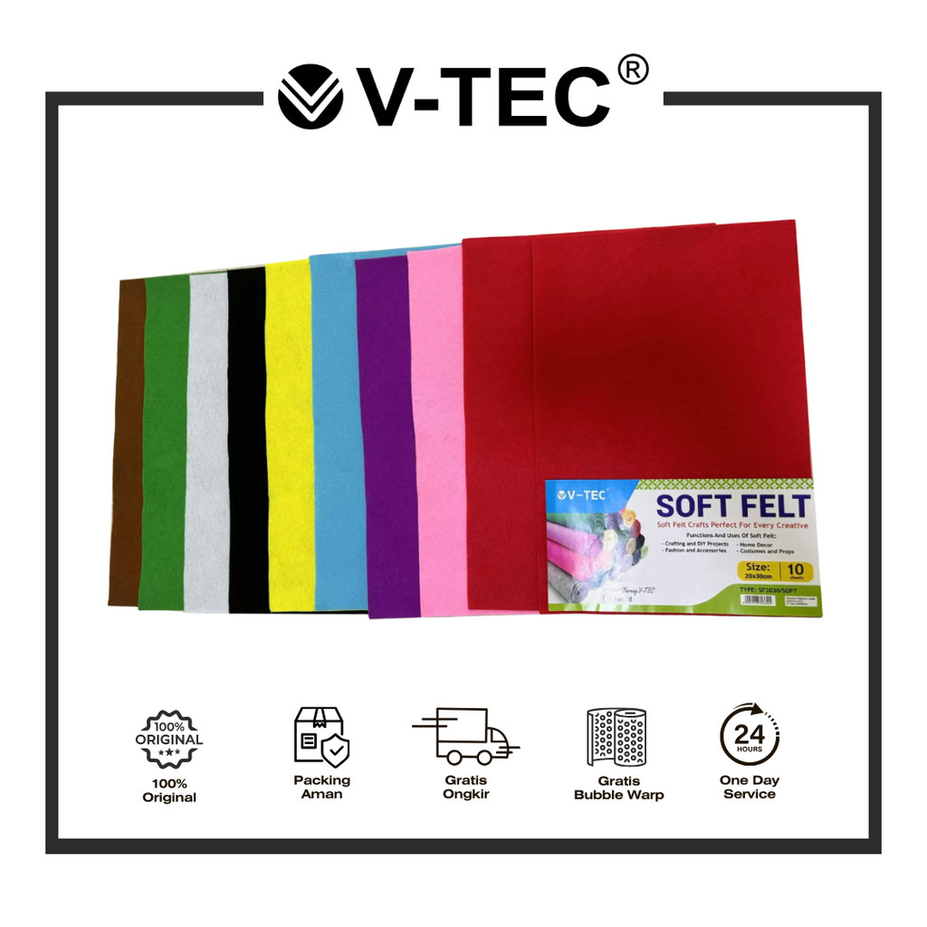 Jual V-TEC HARD FELT KAIN FLANEL WARNA WARNI TYPE HF // SOFT FELT SF ...