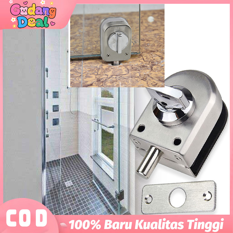 Jual Kunci Pintu Kaca Stainless Steel Double Shower Glass Door Lock Anti Maling Grendel Pintu ...