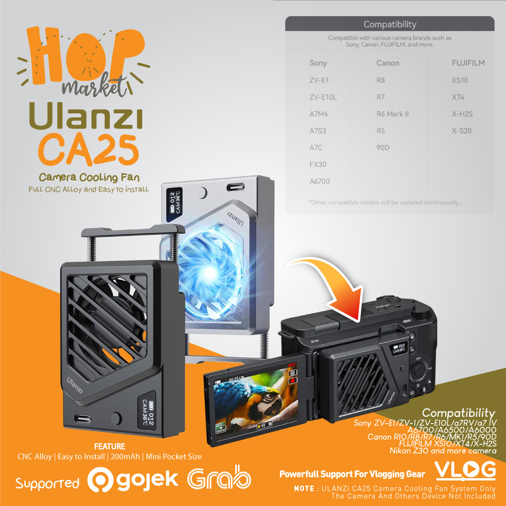 Jual ULANZI CA25 Camera Cooling Fan for Sony Canon Fujifilm Nikon ...