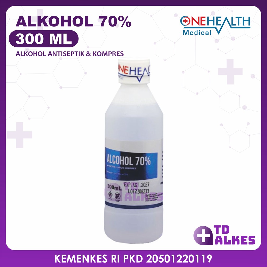 Jual OneHealth Alkohol 70% 300 ml Ethyl Alcohol Antiseptic Etil ...
