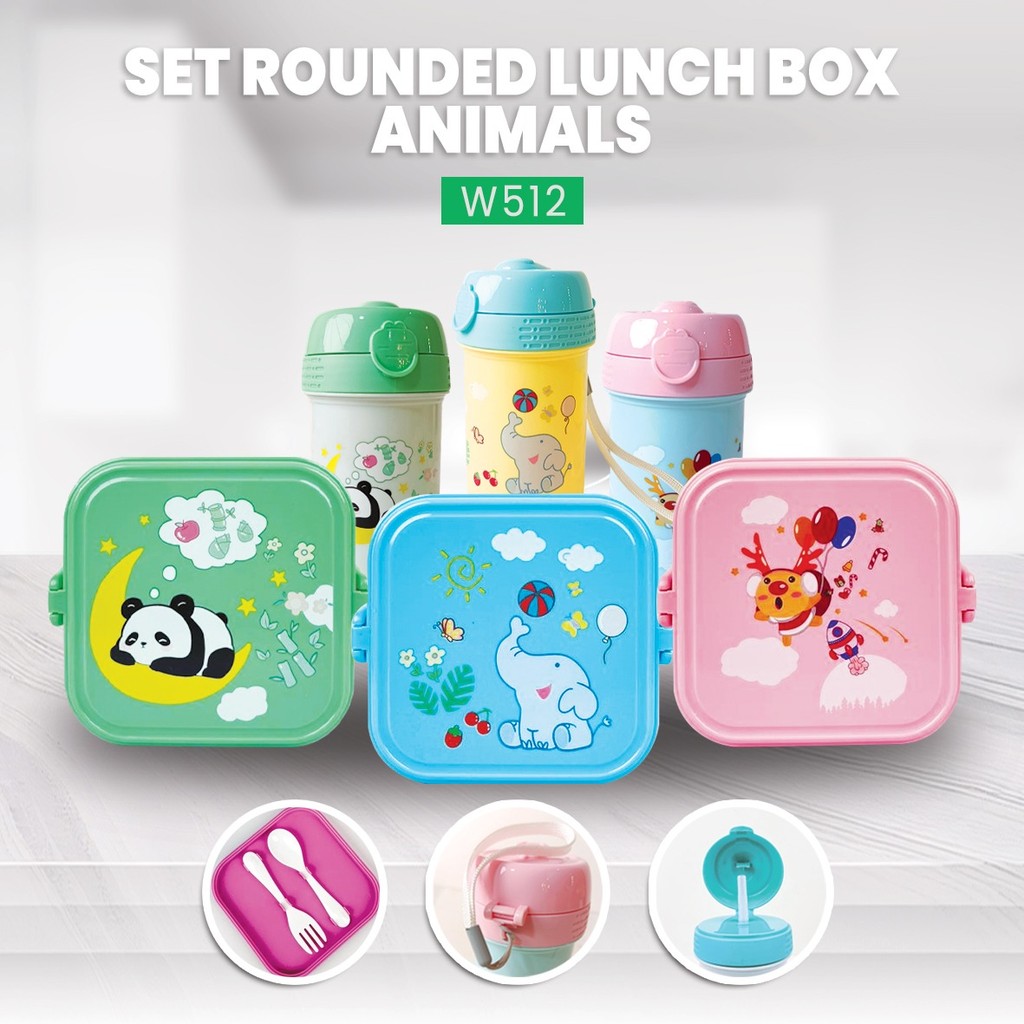 Jual Lunch Box Set Kotak Makan Anak Sekolah Bentuk Persegi Motif Karakter - W512 | Shopee Indonesia