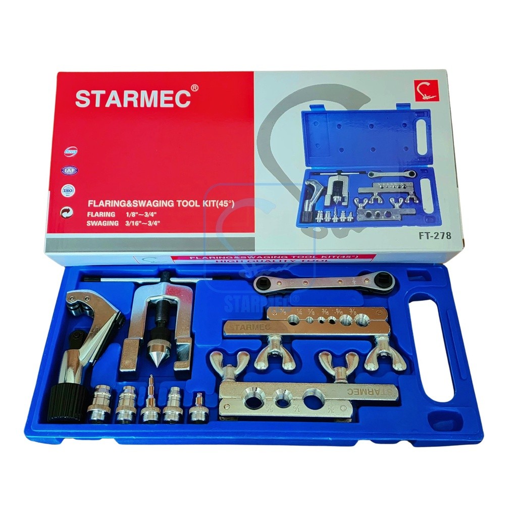 Jual Flaring Tool Pipa AC Swaging SET 278 + Rachet & Cutter STARMEC ...