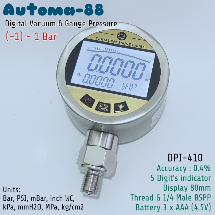Jual FC99 Digital Pressure Compound Vacuum and Gauge -1 - 1 Bar Peak ...