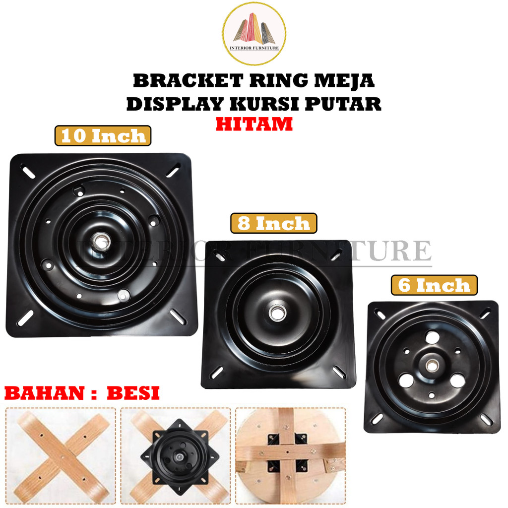 Jual Rotator Kotak Ring Meja Putar Besi Hitam 6 8 10 Inch Ring Meja ...