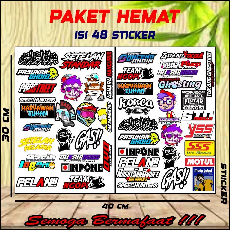 Jual Sticker 1 setiker stiker racing Set Pack Terbaru Viral Isi 48 pcs ...