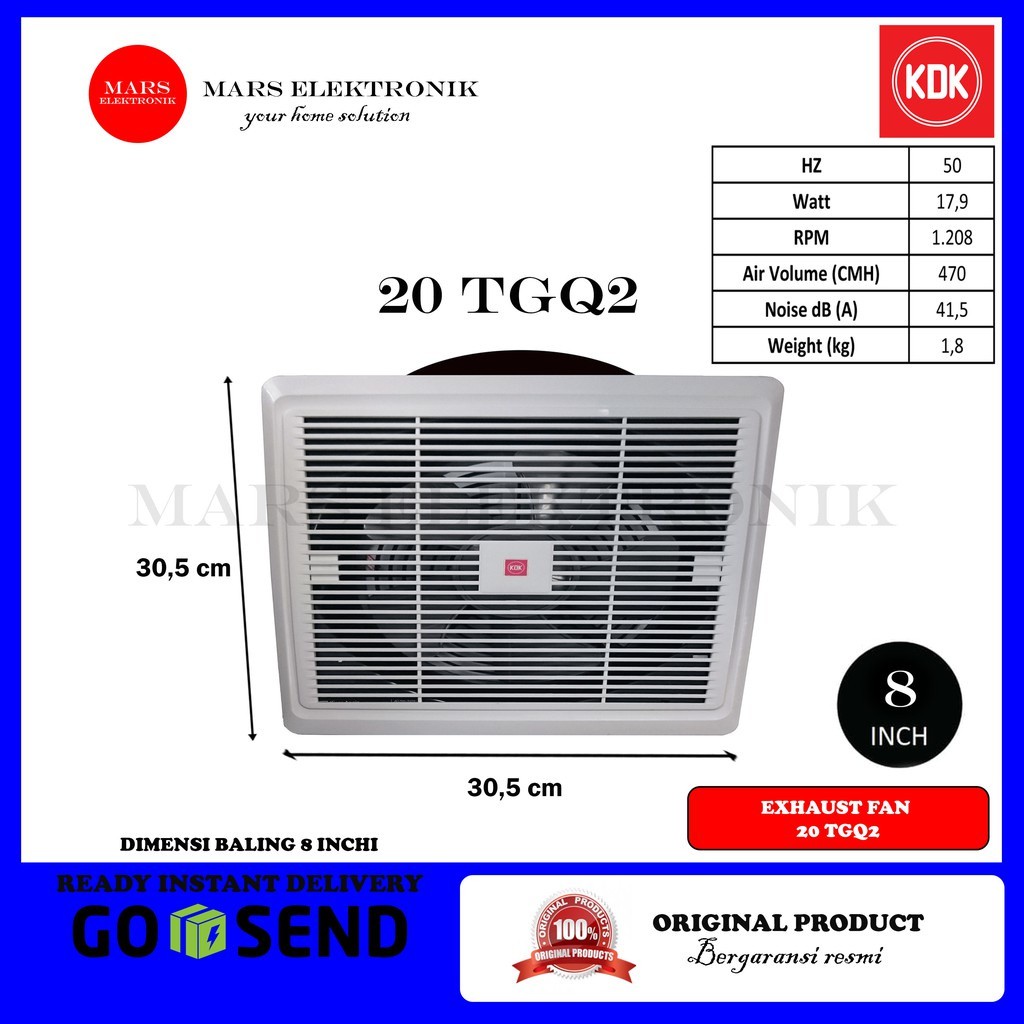 Jual EXHAUST FAN KDK 20TGQ2 / 8 INCHI / PLAFON / CEILING /20 TGQ2 ...