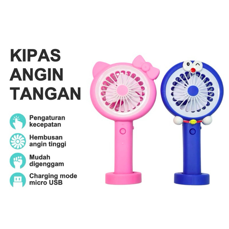 Jual Kipas Angin Mini Cas Portable Karakter Doraemon Hello kitty ...