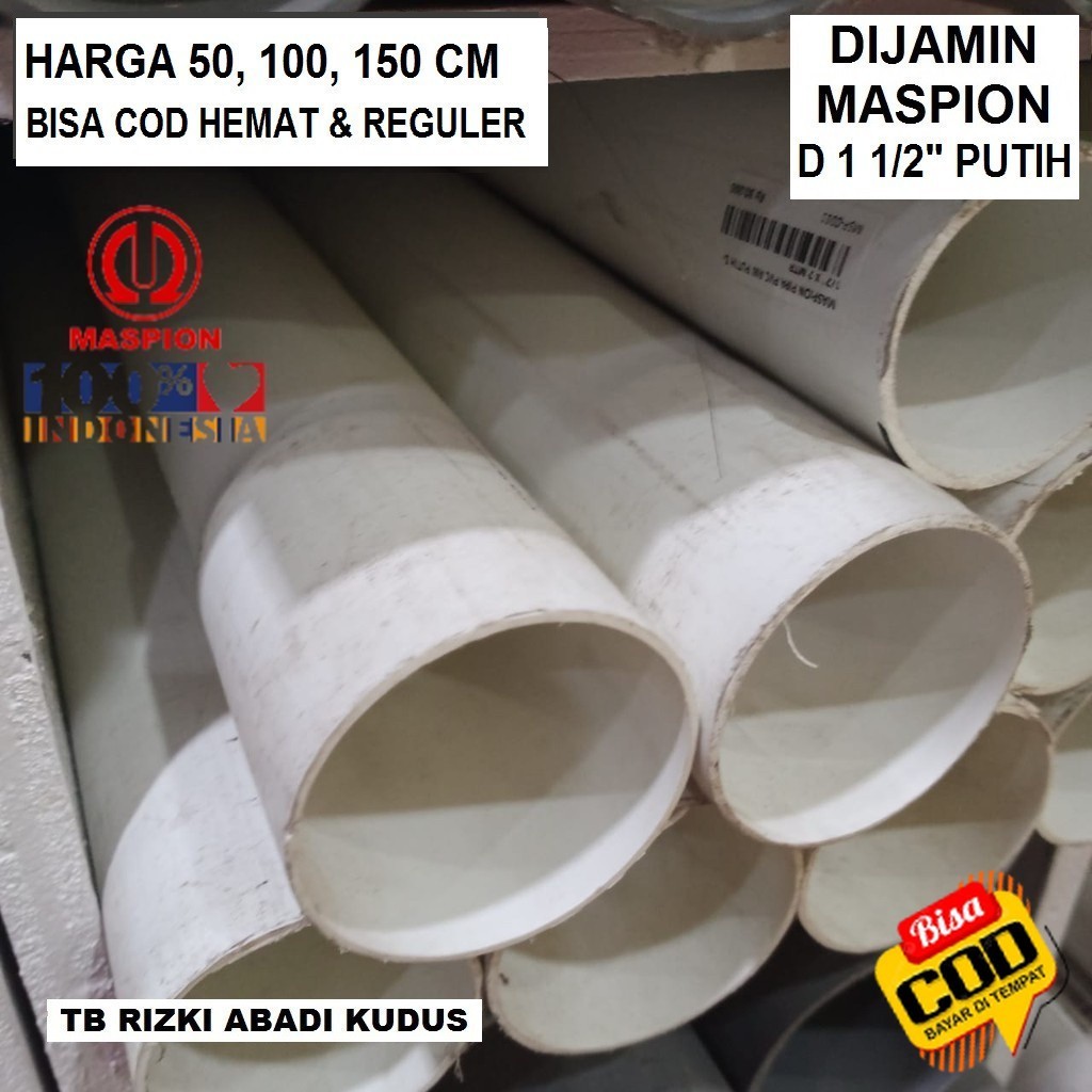 Jual Pralon Pvc Pipa Air MASPION D 1 1/2" inch Putih (48mm) Paralon ...