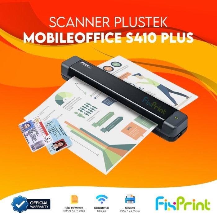 Jual Plustek Scanner MobileOffice S410 Plus Document Mobile Scanner ...