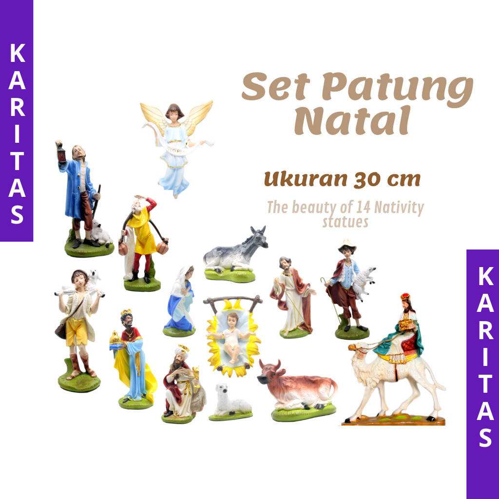 Jual SET PATUNG NATAL 30 CM / HADIAH NATAL / NATIVITY SCANE / PATUNG ...
