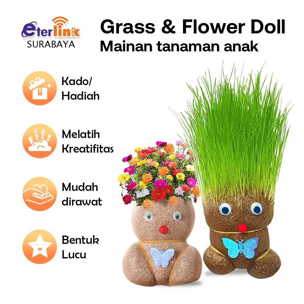 Jual Mainan Boneka Rumput Tumbuhan Bunga Holtikultura Unik Grass Doll ...