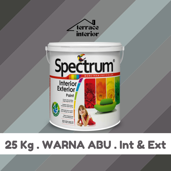 Jual Cat Tembok Spectrum Interior & Exterior Warna Abu 25 Kg | Shopee ...
