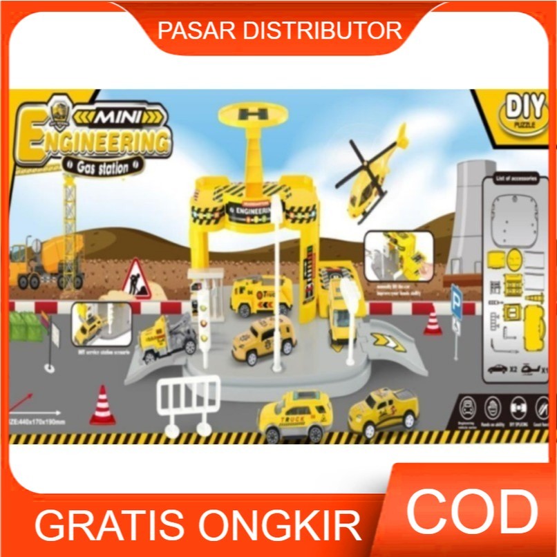 Jual Pasar Distributor MINI ENGINEERING/POLICE GAS STATION 2309-1 Mainan Parking Diecast Track ...