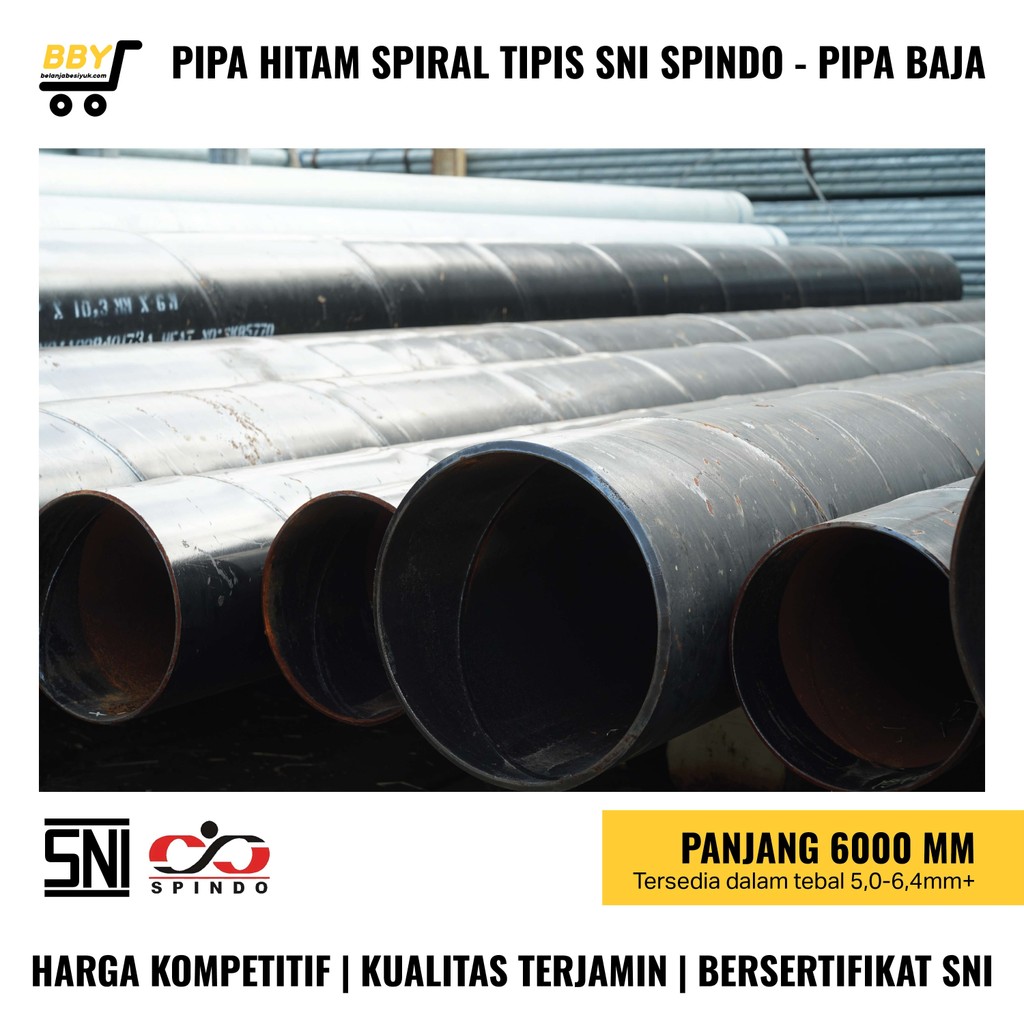 Jual Pipa Hitam SNI Spiral - Black Pipe Welded 6 Meter | Shopee Indonesia