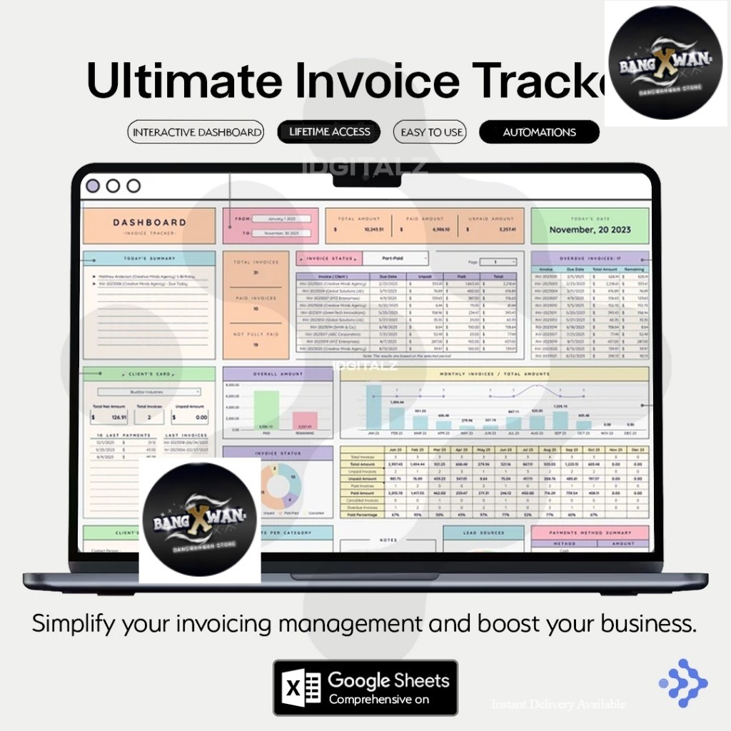 Jual [T0136] Ultimate Invoice Tracker - Template Penagihan Bisnis Kecil ...