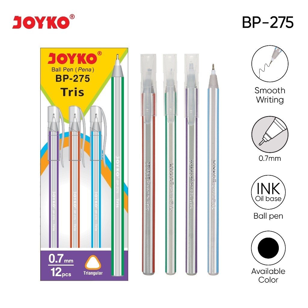 Jual (12pcs) Ball Pen Pulpen Pena Joyko BP-275 Tris 0.7 mm | Shopee Indonesia