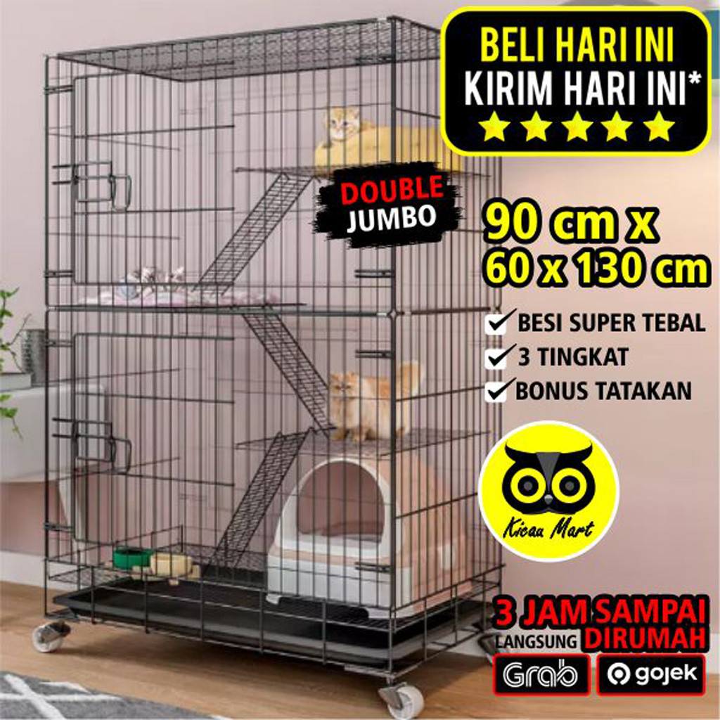 Jual KICAU MART KANDANG KUCING 3 TINGKAT DOUBLE JUMBO SUPER BESAR ...