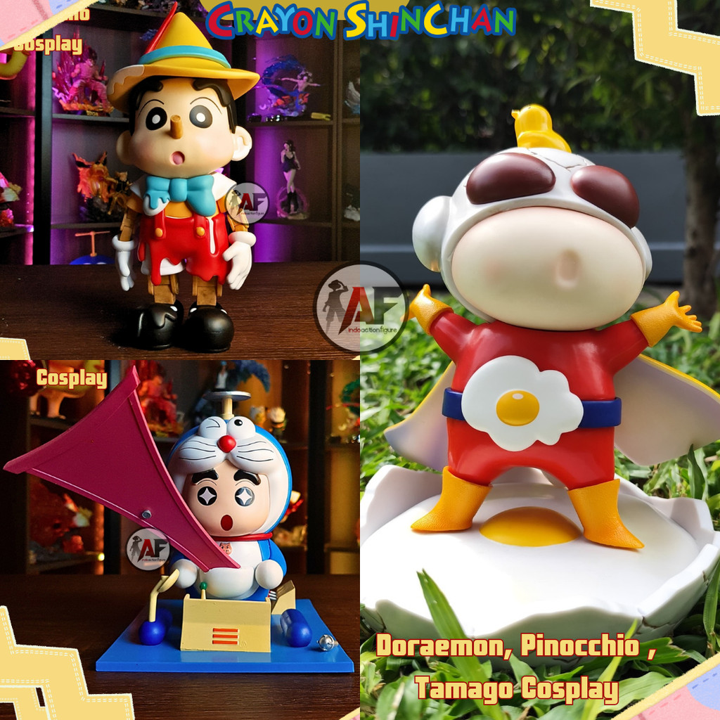 Jual Statue Crayon Shinchan on Pinocchio, Doraemon, Tamago Costume ...