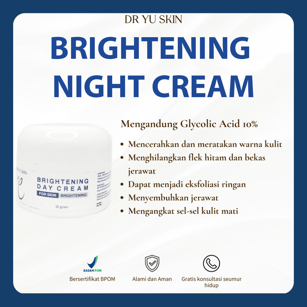Jual DR YU SKIN BRIGHTENING NIGHT CREAM | AHA dan Niacin Vitamin B ...