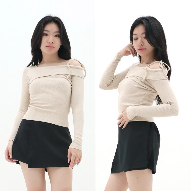 Jual IL - Top Zora Atasan Wanita Pita Sabrina | One Shoulder Top Lengan ...