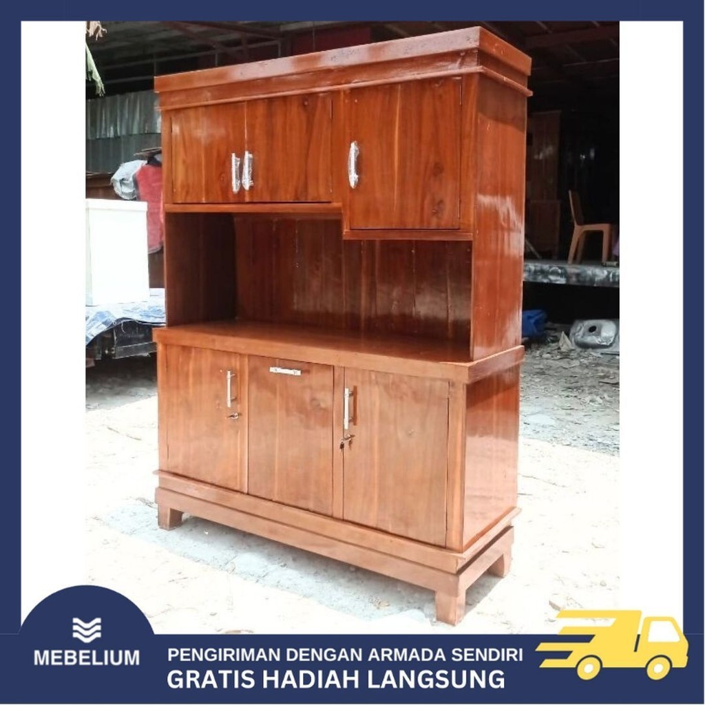 Jual Kabinet Rak Dapur Kayu Jati 3 Pintu | Lemari Dapur Rak Piring ...