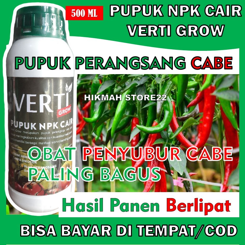 Jual PUPUK NPK CAIR VERTI GROW 500 ML Pupuk Semprot Pelebat Tanaman Cabe - Pupuk Perangsang Pada ...