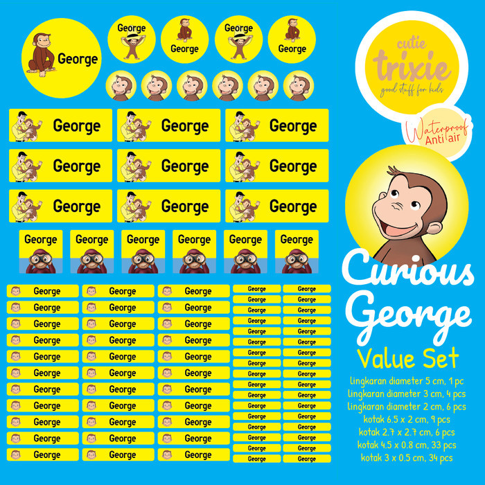 Jual Sticker Label Nama Anak Curious George | Shopee Indonesia