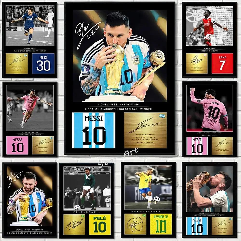 Jual Football Legends Star Signature Poster Super Soccer Star Canvas ...