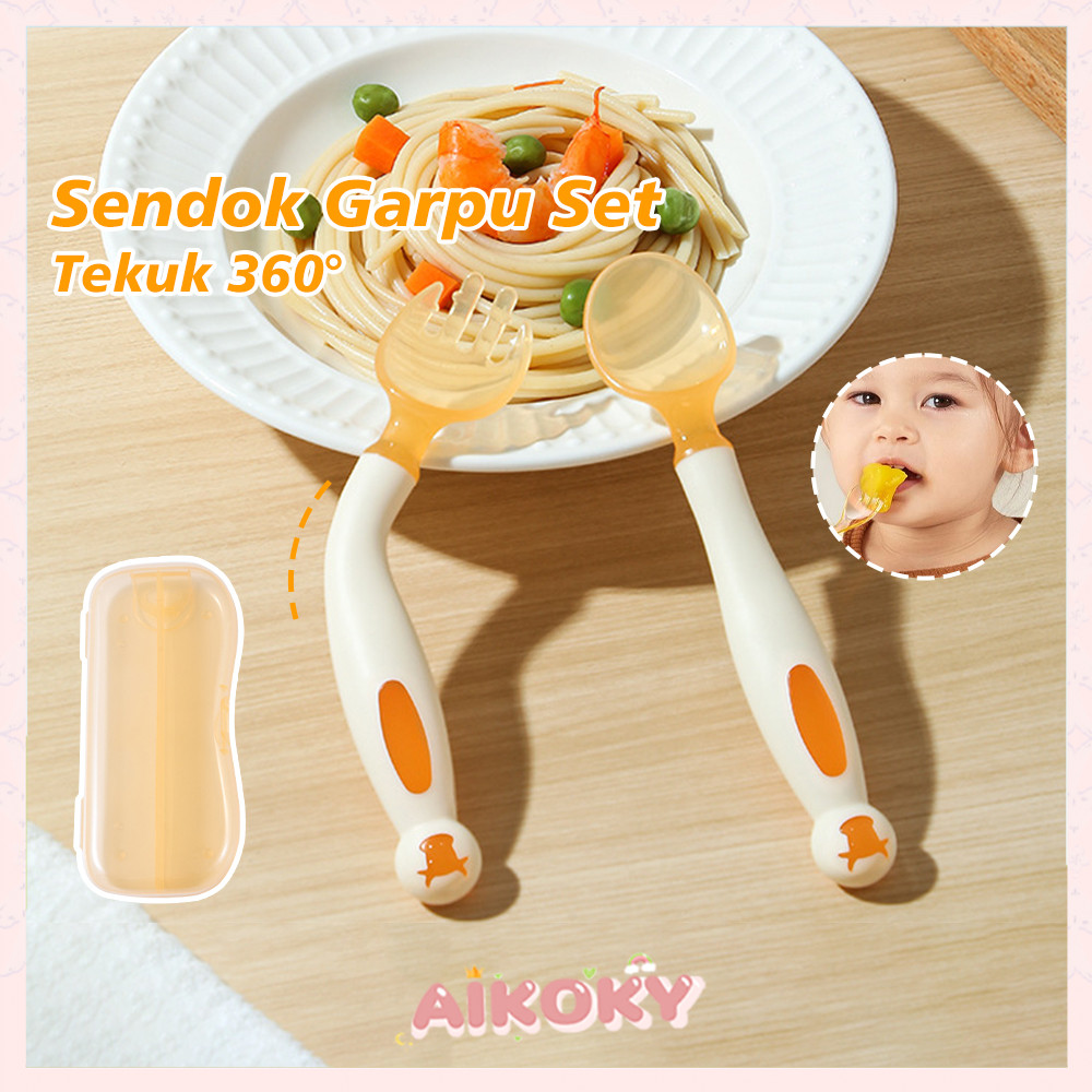 Jual AIKOKY Sendok Garpu Bayi 2in1 Sendok Makan Bayi Silicone Lembut ...