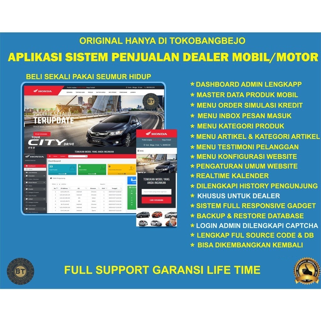 Jual APLIKASI WEB SOURCE CODE DEALER MOTOR MOBIL LENGKAP FULL SUPPORT ...