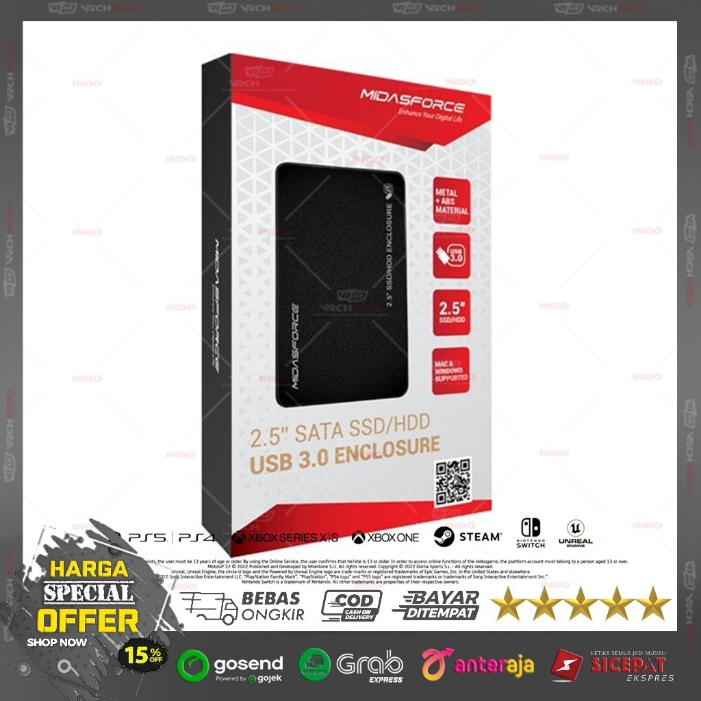 Jual Casing External SSD / HDD Case Midas Force 2.5 Inc USB 3.0 ...