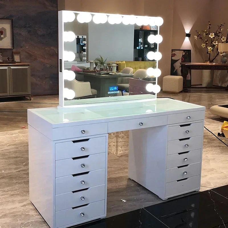 Jual Modern Dressing Makeup Table With LED Mirror And Drawers And Usb ...